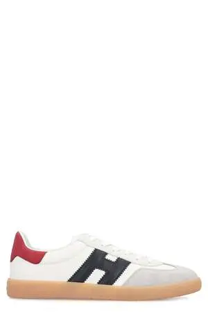 Hogan Retro Leather Sneakers With Nubuck H Detail - White