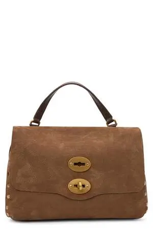 ZANELLATO Leather Postman Handbag With Gold-trim Front Closure - Brown