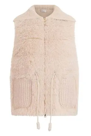 Moncler Soft Wool-cashmere Sleeveless Gilet With High Collar