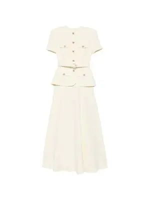 SELF-PORTRAIT Embellished Button-front Maxi Dress - Yellow