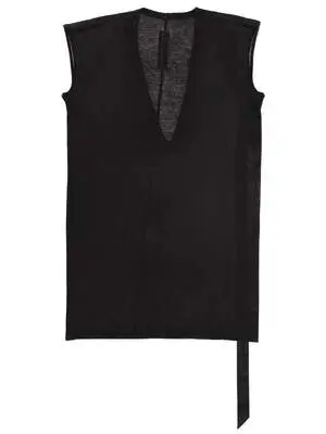 Rick Owens Sleeveless Deep V-neck Longline Top - Black