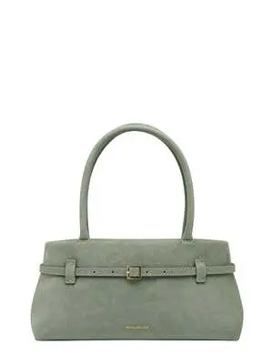 Manu Atelier East West Suede Mini Handbag With Adjustable Strap - Green