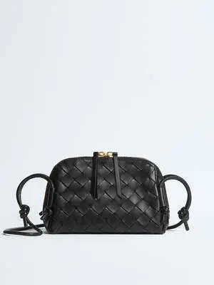Bottega Veneta Mini Lambskin Flat Pocket Bag - Nero