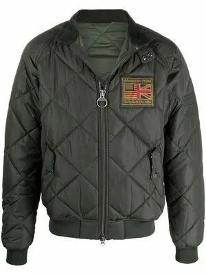 BARBOUR INTERNATIONAL High Neck Quilted Jacket With Logo Patch - Green