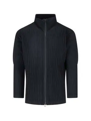 ISSEY MIYAKE HOMME PLISSÉ ISSEY MIYAKE Textured Pleated Zip-Up Sweater