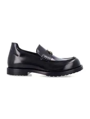Balenciaga Glossy Leather Loafers With Removable Logo