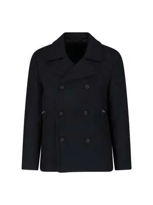 DIESEL® Double-breasted Wool Peacoat - Black