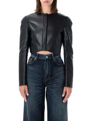 Alaïa Lamb Leather Tailored Jacket With Sculpted Fitted Silhouette