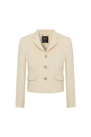 EXQUISE Ecru Textured Blazer
