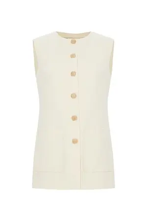 EXQUISE Anisa Buttoned Vest - Beige