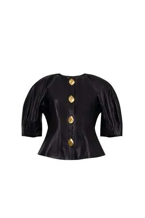 Cara Cara Fletcher Short Sleeve Sculpted Sleeve Top - Black