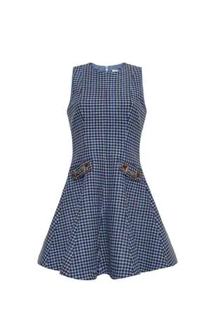 Cara Cara Scoop Neck Plaid Wool Mini Dress