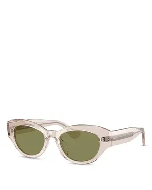 Oliver Spencer Lerrue Oval Sunglasses, 50mm - Green