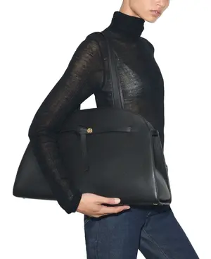 Tory Burch Romy Bauletto Leather Satchel - Black