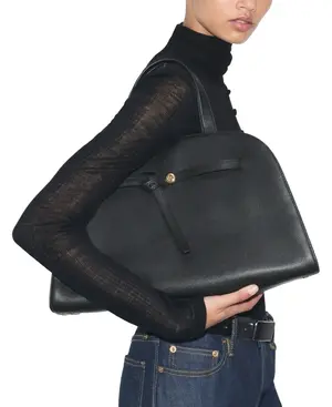 Tory Burch Romy Bauletto Leather Satchel - Black
