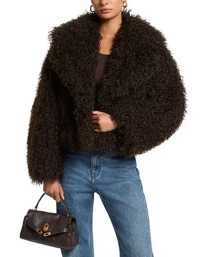 Michael Kors Cropped Faux Fur Peacoat