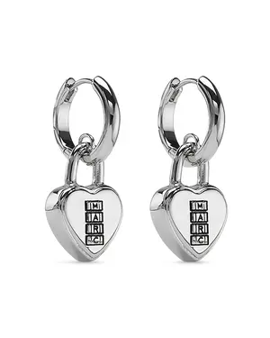 Marc Jacobs Heart Padlock Charm Hoop Earrings - Silver