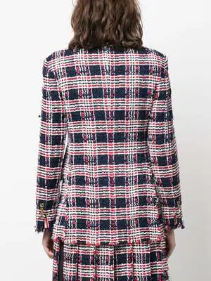 Thom Browne Frayed Single-breasted Tweed Blazer