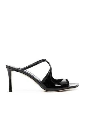 JIMMY CHOO Anise 75mm Shiny Leather Sandals - Black