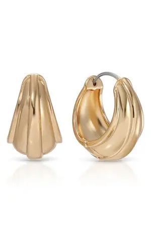Ettika Modern Ridge Huggie Hoop Earrings - Gold