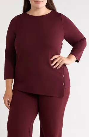 Anne Klein Asymmetrical Button Hem Top - Barolo Multi