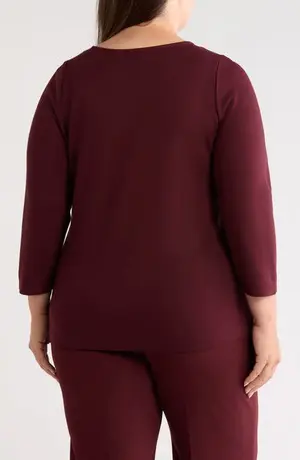 Anne Klein Asymmetrical Button Hem Top - Barolo Multi