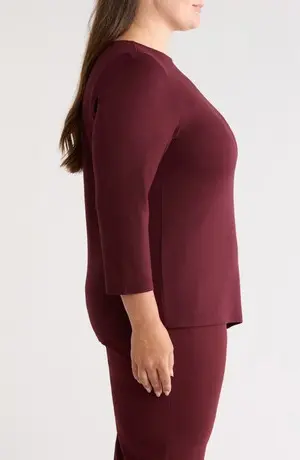 Anne Klein Asymmetrical Button Hem Top - Barolo Multi