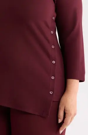 Anne Klein Asymmetrical Button Hem Top - Barolo Multi