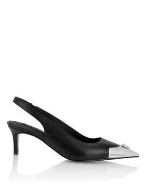 Philipp Plein Leather Slingback Shoes With Skull Detail