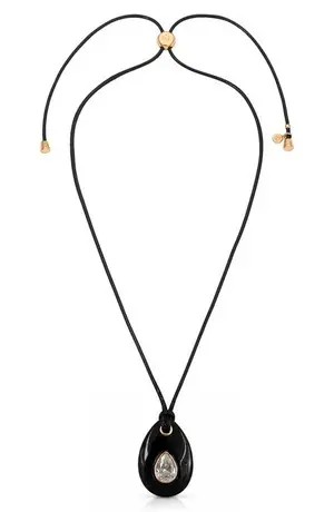 Ettika Teardrop Cord Pendant Necklace - Black