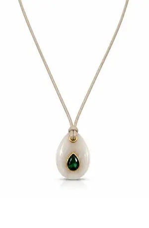 Ettika Teardrop Cord Pendant Necklace - Cream