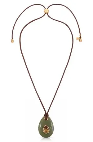 Ettika Teardrop Cord Pendant Necklace - Olive