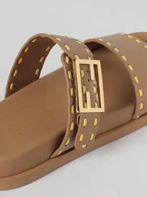 Fendi Flat Slides With Ff Baguette Buckle