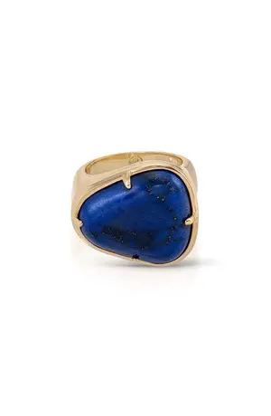 Ettika Solstice 18k Gold Plated Lazuli Statement Ring