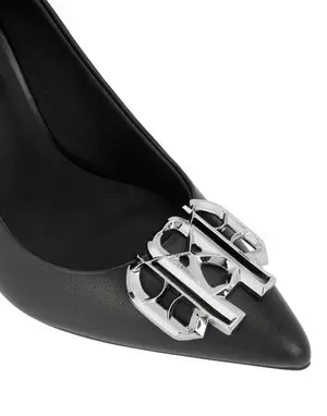 Philipp Plein Nappa Leather High Heel Pumps With Gothic Monogram Detail