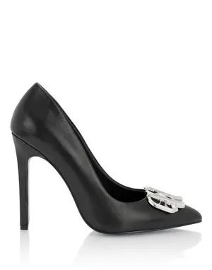 Philipp Plein Nappa Leather High Heel Pumps With Gothic Monogram Detail