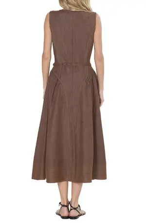 CIEBON Bruni Sleeveless Fit & Flare Dress - Brown