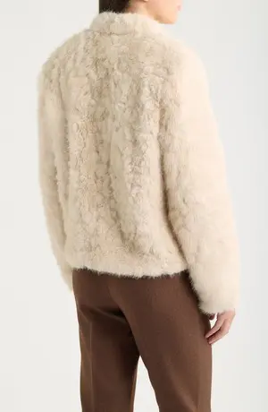TAHARI ASL Faux Fur Jacket With Stand Collar