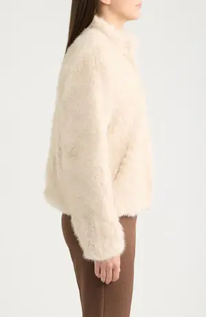 TAHARI ASL Faux Fur Jacket With Stand Collar