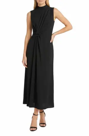 Maggy London Sleeveless A-line Maxi Dress With Mock Neck