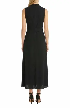 Maggy London Sleeveless A-line Maxi Dress With Mock Neck