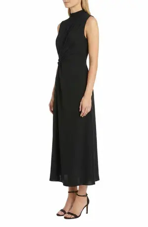 Maggy London Sleeveless A-line Maxi Dress With Mock Neck