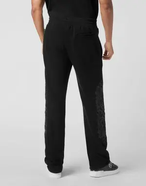 Philipp Plein Jogging Pants With Leather Inserts Chrome Crest