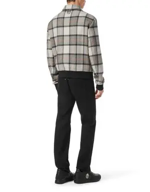 BILLIONAIRE Wool Check Jacket With Embroidered Crest