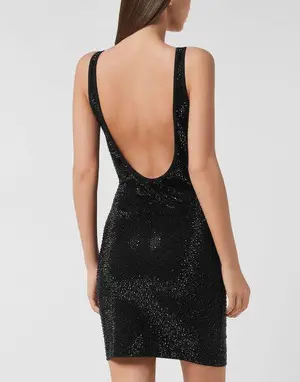 Philipp Plein Short Tank Dress With Crystal Embellishments