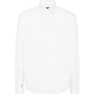 BILLIONAIRE Embroidered Cotton Shirt Loose Fit - White