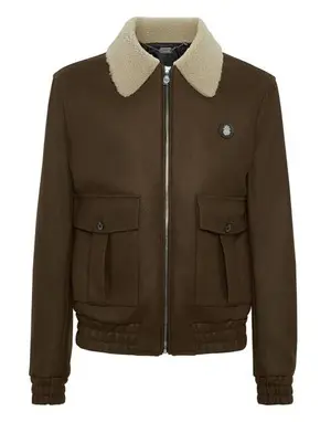 BILLIONAIRE Shearling Wool Jacket - Brown
