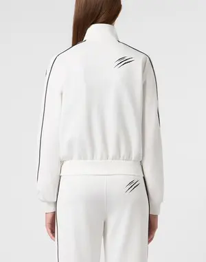 PLEIN SPORT Cropped Tracksuit Jacket With Contrast Piping