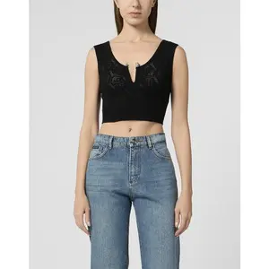 Philipp Plein Monogram Pierced Knit Tank Top - Black