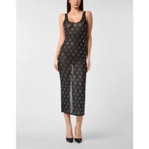 Philipp Plein Long Dress Monogram Strass